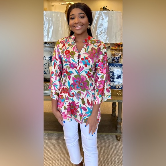 FLORA BEA | Tops | New Flora Bea Arlet Top In Ivory Riverhill 0 Silk ...